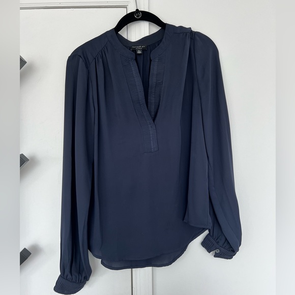 Current Air | Tops | Current Air Blue Long Sleeve Silk Blouse | Poshmark